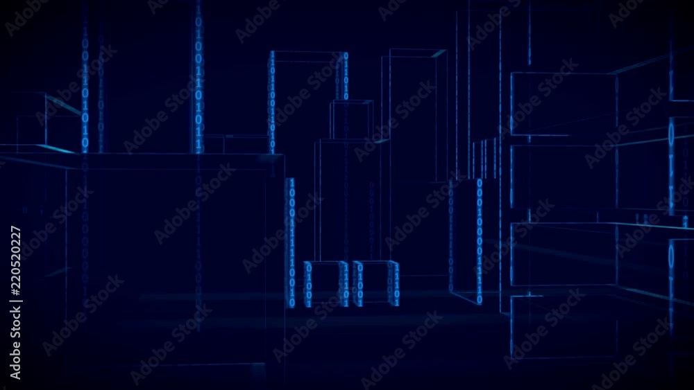 3d Blueprint of Contemporary Buildings. Blue color 3d animation ...