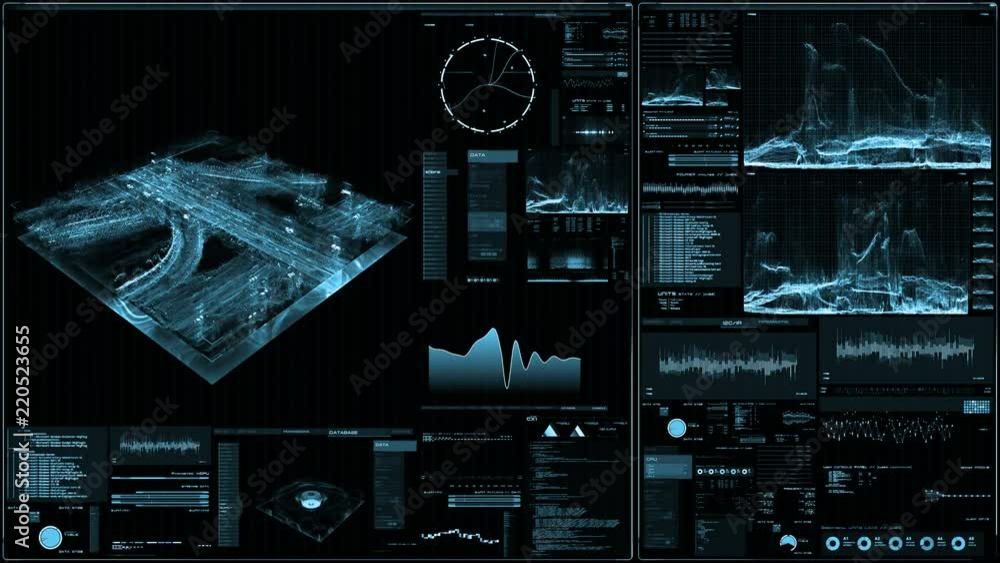 Video Stock Perspective view of futuristic interface/Digital screen ...