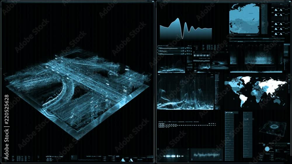 Perspective view of futuristic interface/Digital screen.Detailed ...