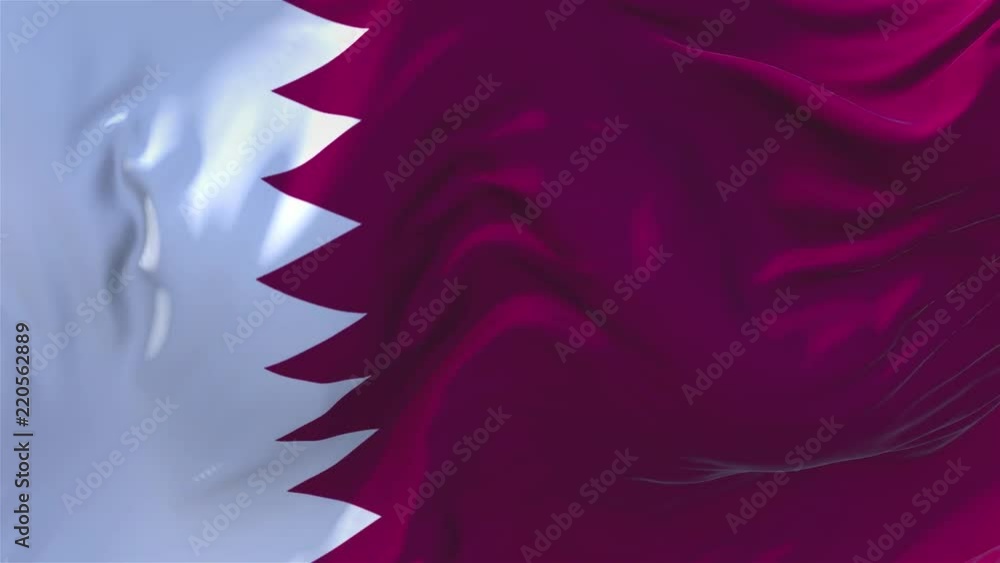 100. Qatar Flag Waving in Wind Slow Motion Animation . 4K Realistic ...