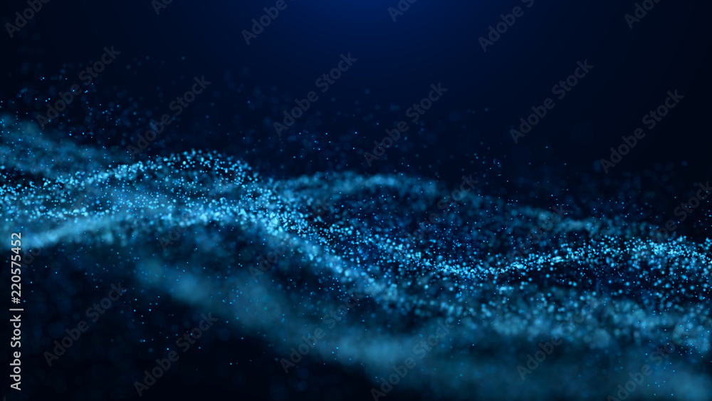 Wave of particles. Abstract particle. Data visualization. Abstract ...