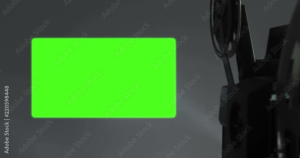 old movie film projector with 16 x 9 aspect ratio chroma key green ...