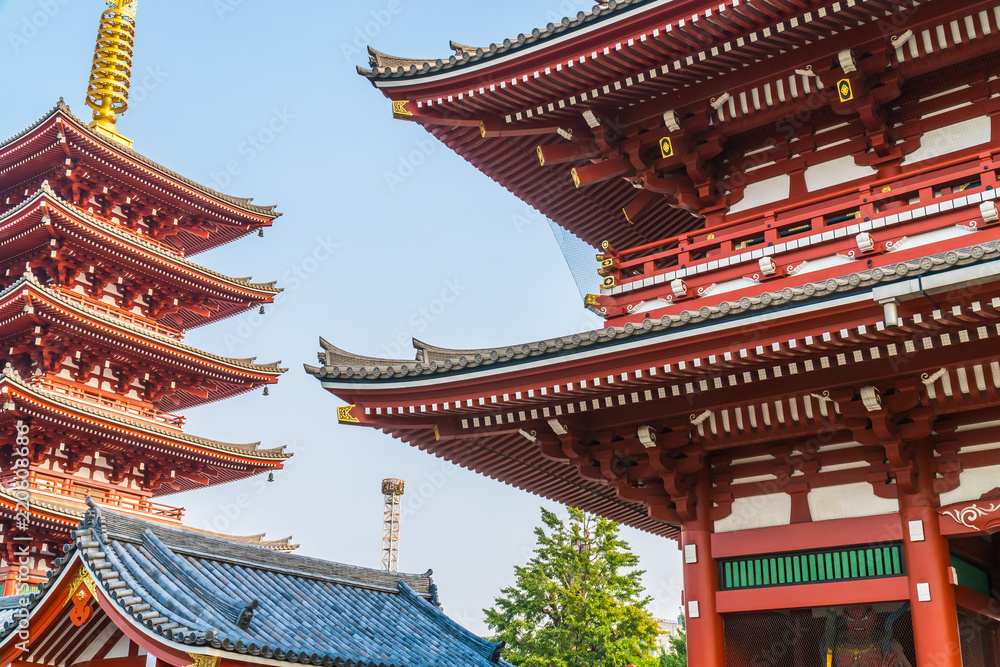 Beautiful architecture building sensoji temple is the famous place for ...