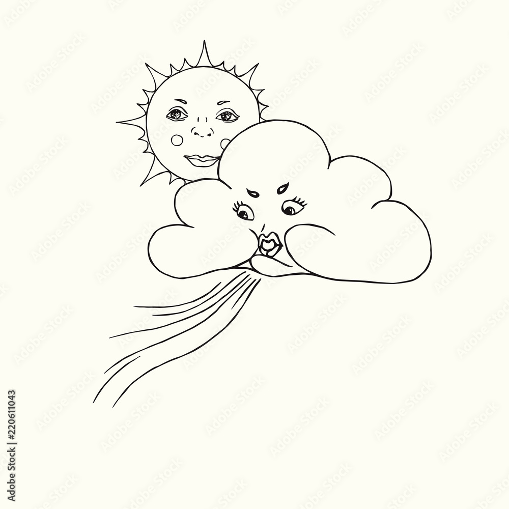Cloud Face Blowing Wind Drawing