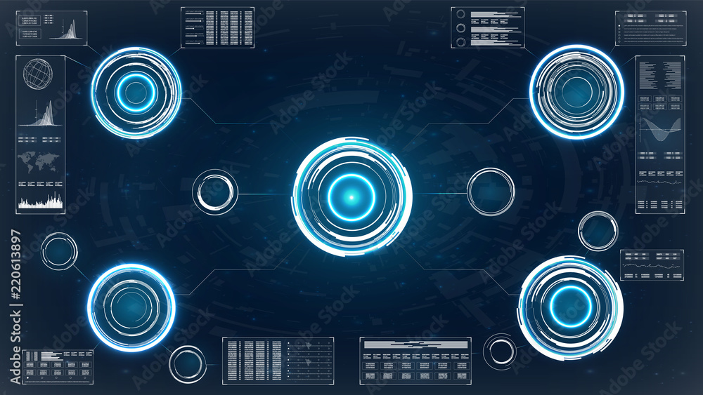 Vettoriale Stock Hud for game screen design. Hud dashboard display. Hud ... Vettoriale Stock Hud for game screen design. Hud dashboard display. Hud ...