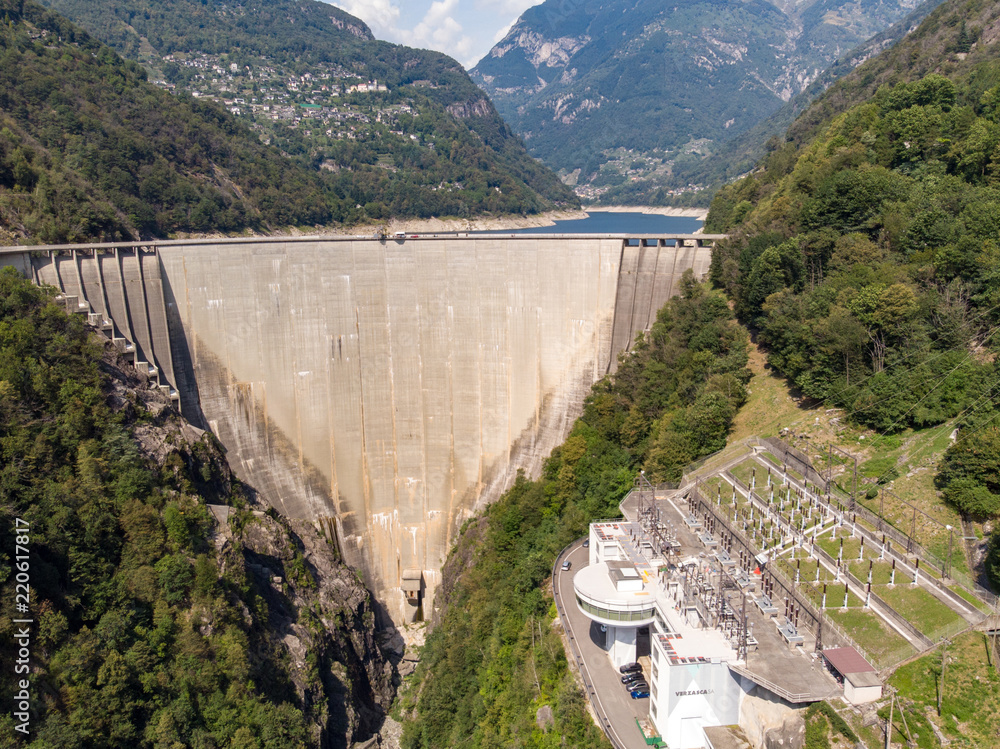 The Contra Dam is a slender arch dam in Swiss Alps. It supports a 105 ...