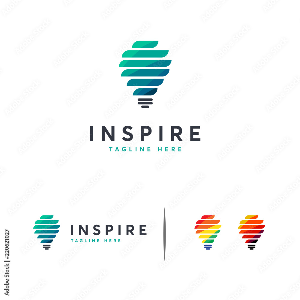 Modern Inspire logo template, Light Bulb logo designs vector Stock ...