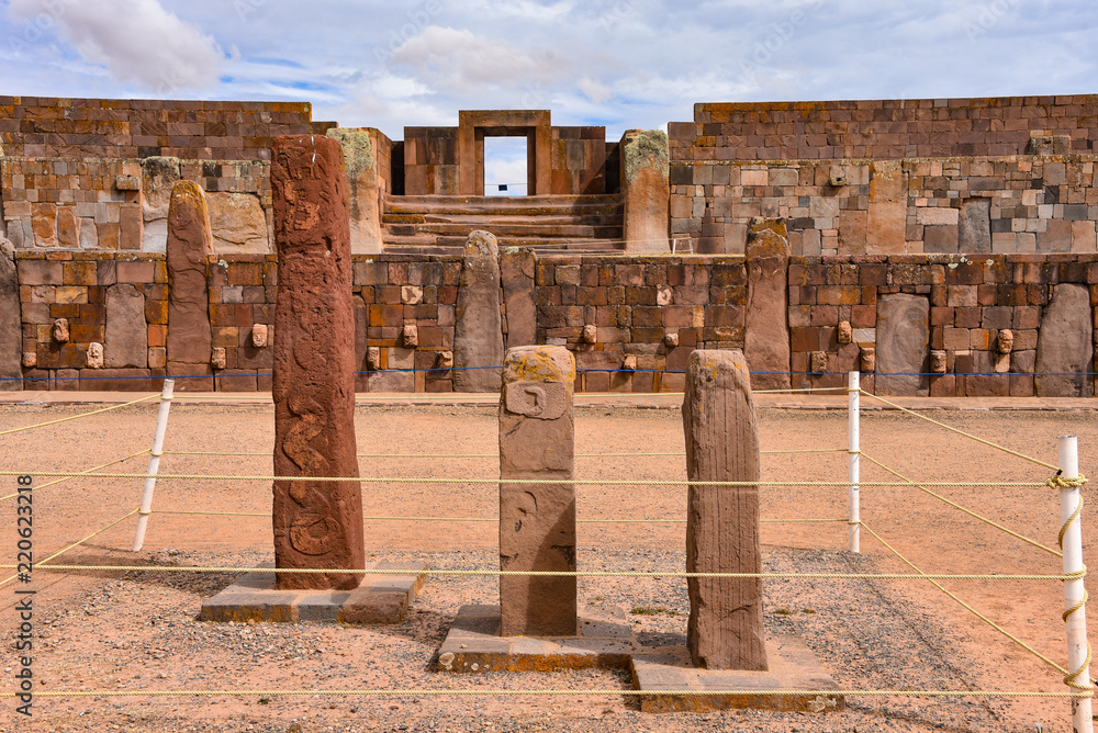 Semi-subterranean temple with the Ponce monolith visible in the ...