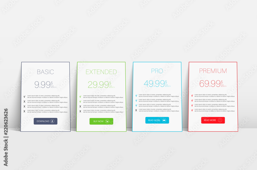 Vetor de Flat tariffs hosting for web ribbon design. Vector pricing ...