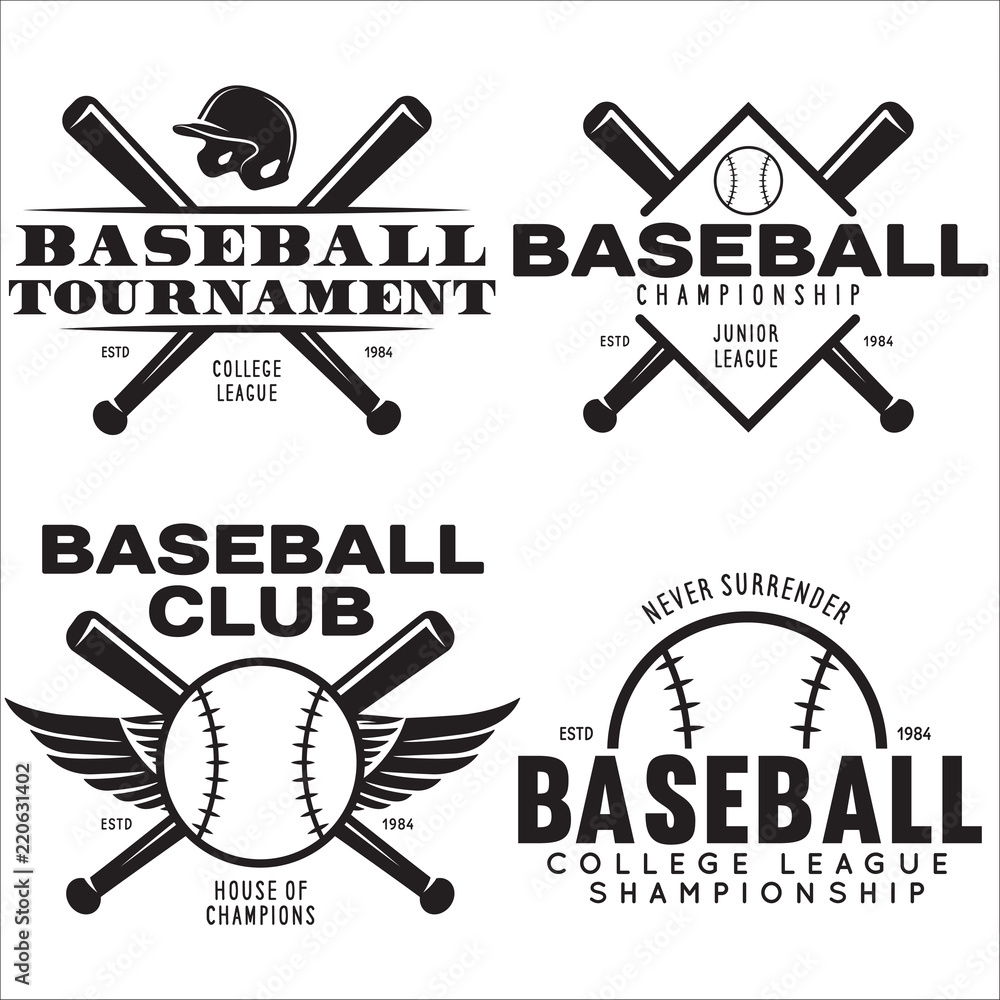 Baseball labels badges logos set. National american sport. Vector ...
