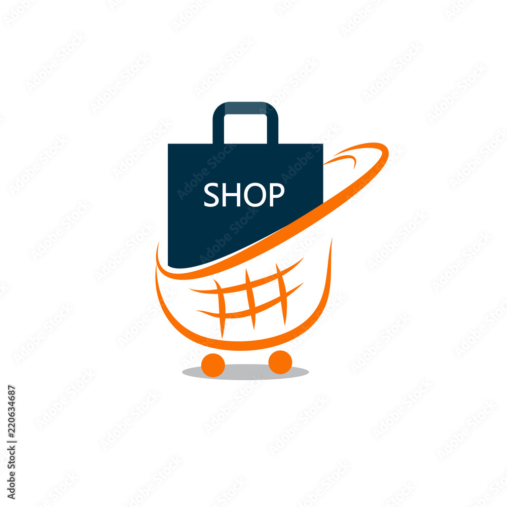 shopping bag with cart logo design.illustrator. Stock Illustration ...