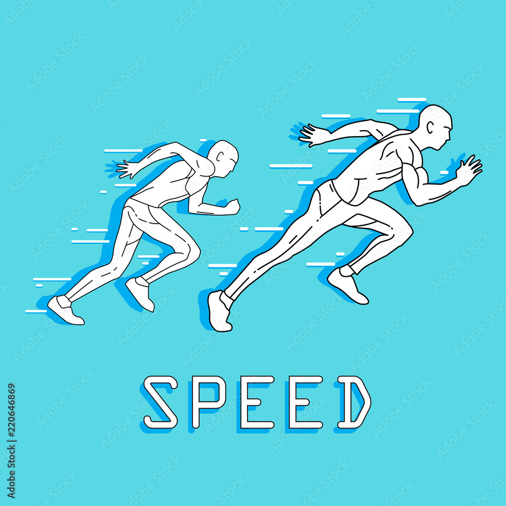 two men running walk marathon speed graphical logo for brand blue Stock ...