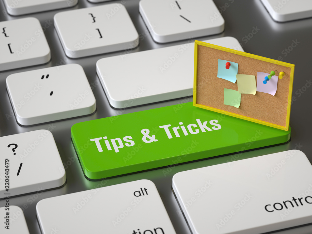Tips & Tricks key on the keyboard, 3d rendering,conceptual image Stock ...