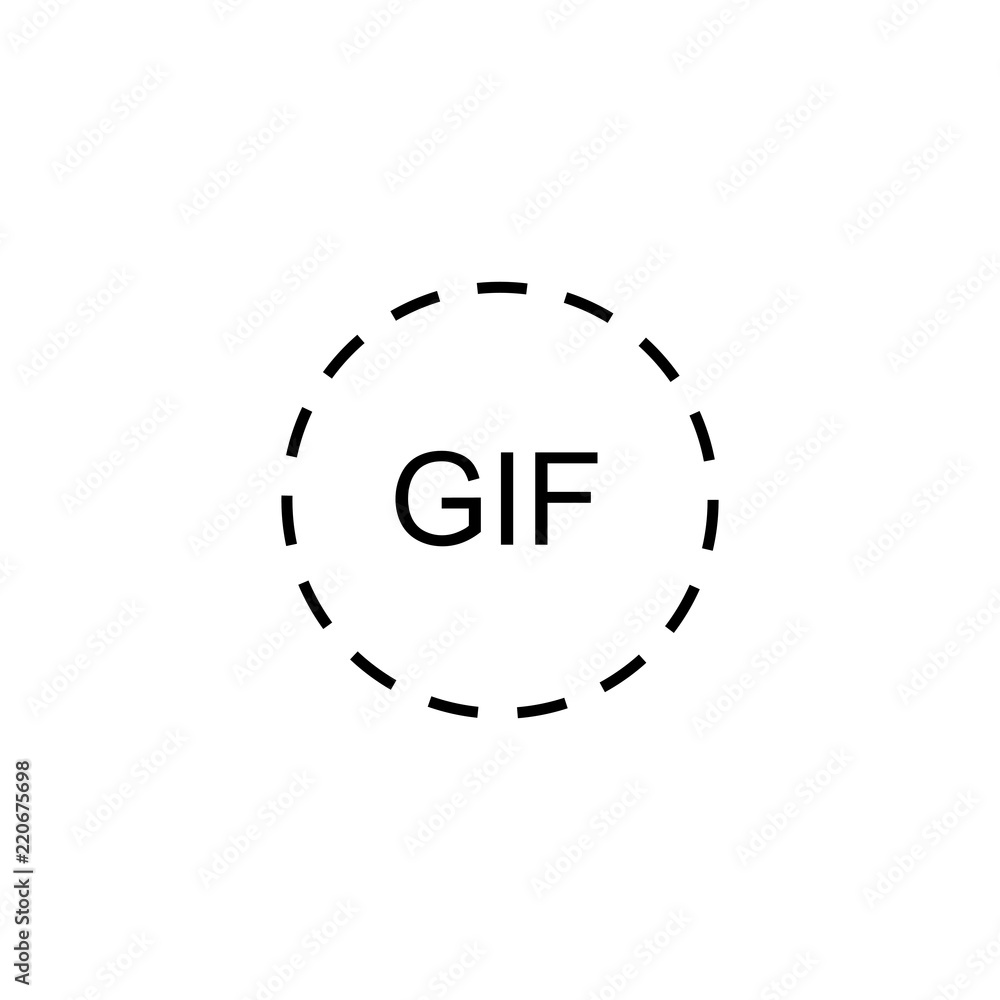 Gif line vector icon. Gif circle icon. Simple gif icon on white ...