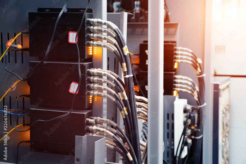 network cables connected in network switches Stock Photo | Adobe Stock