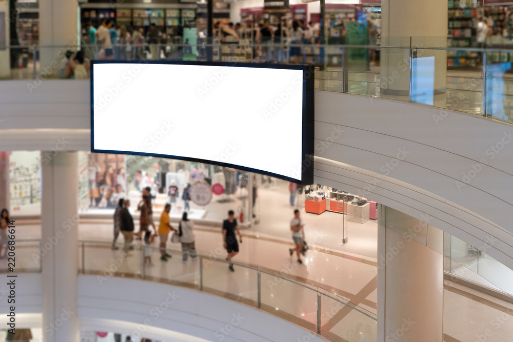 Blank advertising billboard in Shopping mall Stock Photo | Adobe Stock