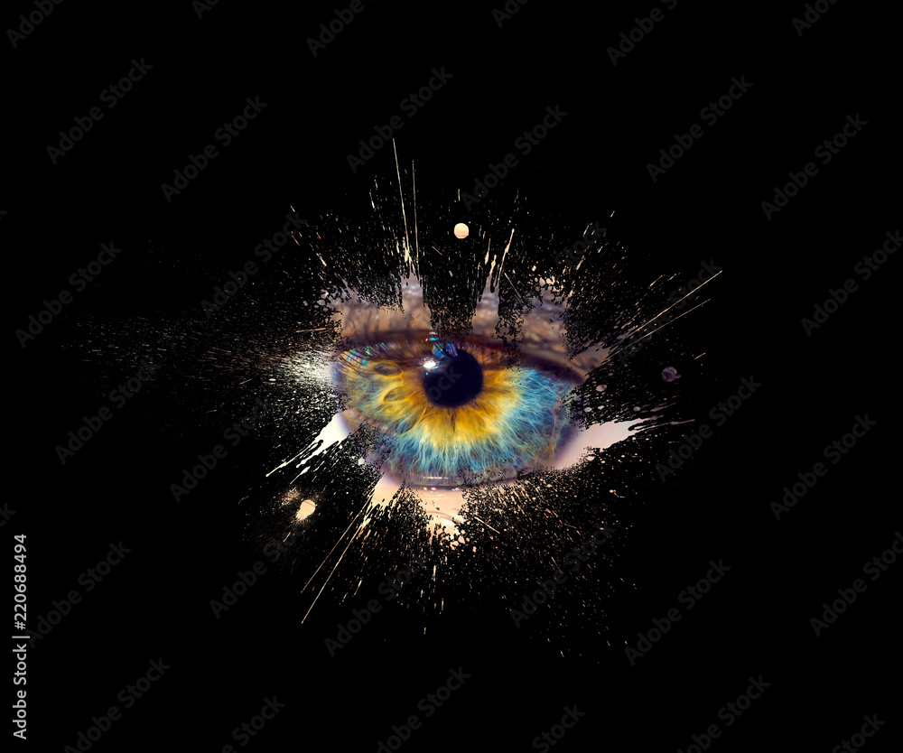 Conceptual creative photo of a female eye close-up in the form of ...