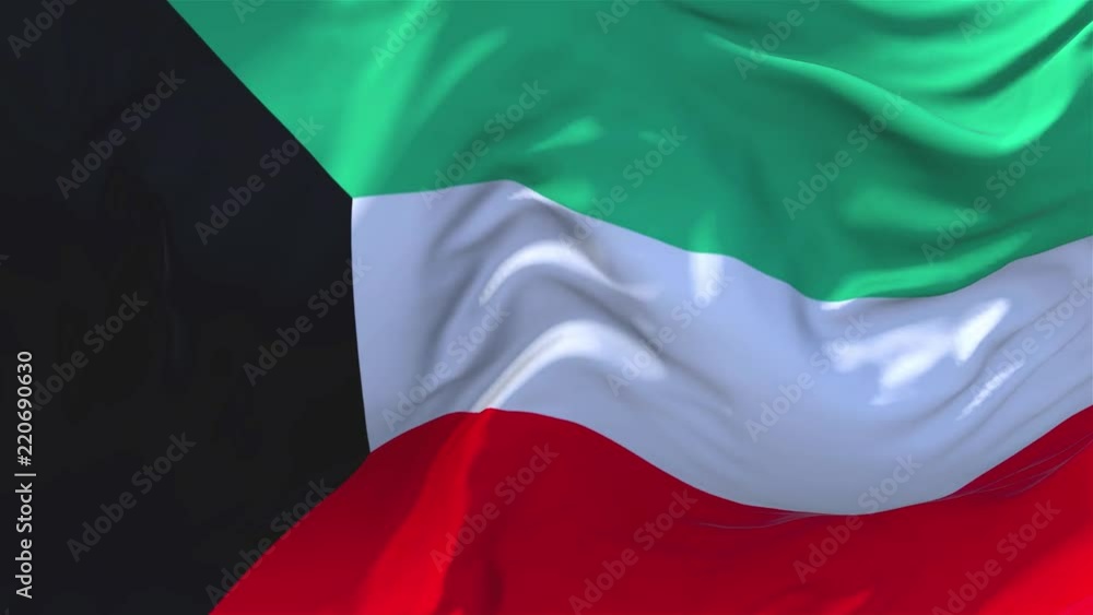 190. Kuwait Flag Waving in Wind Slow Motion Animation . 4K Realistic ...