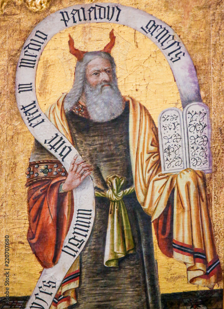 Moses and the Stone Tablets with the Ten Commandments Stock Photo ...