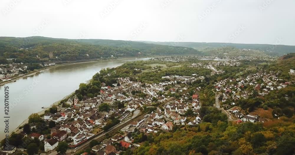Aerial panorama of Rhine river and city of Remagen Stock Video | Adobe ...