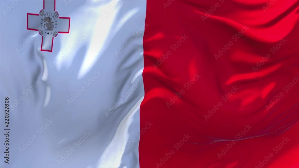 222. Malta Flag Waving in Wind Slow Motion Animation . 4K Realistic ...