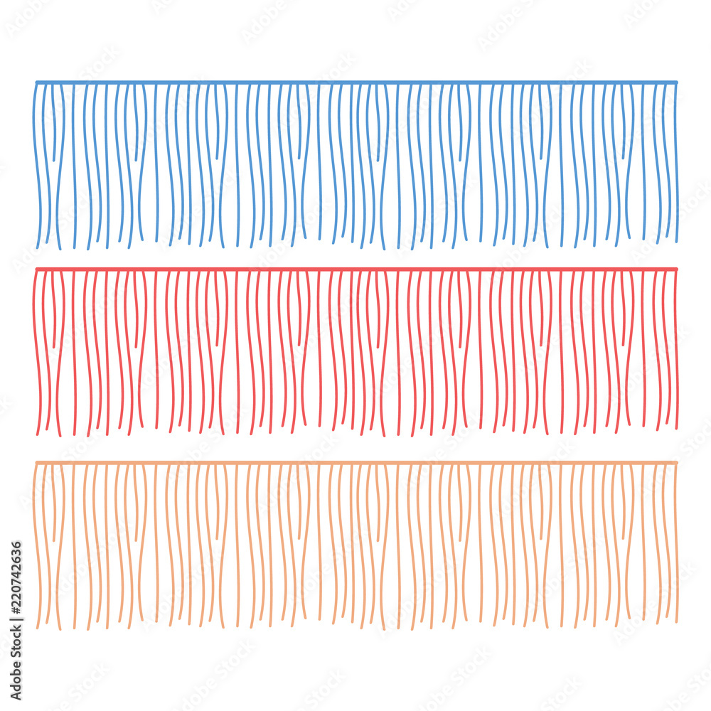 Fringe rows vector garments component. Brush border tassel, trim Stock ...