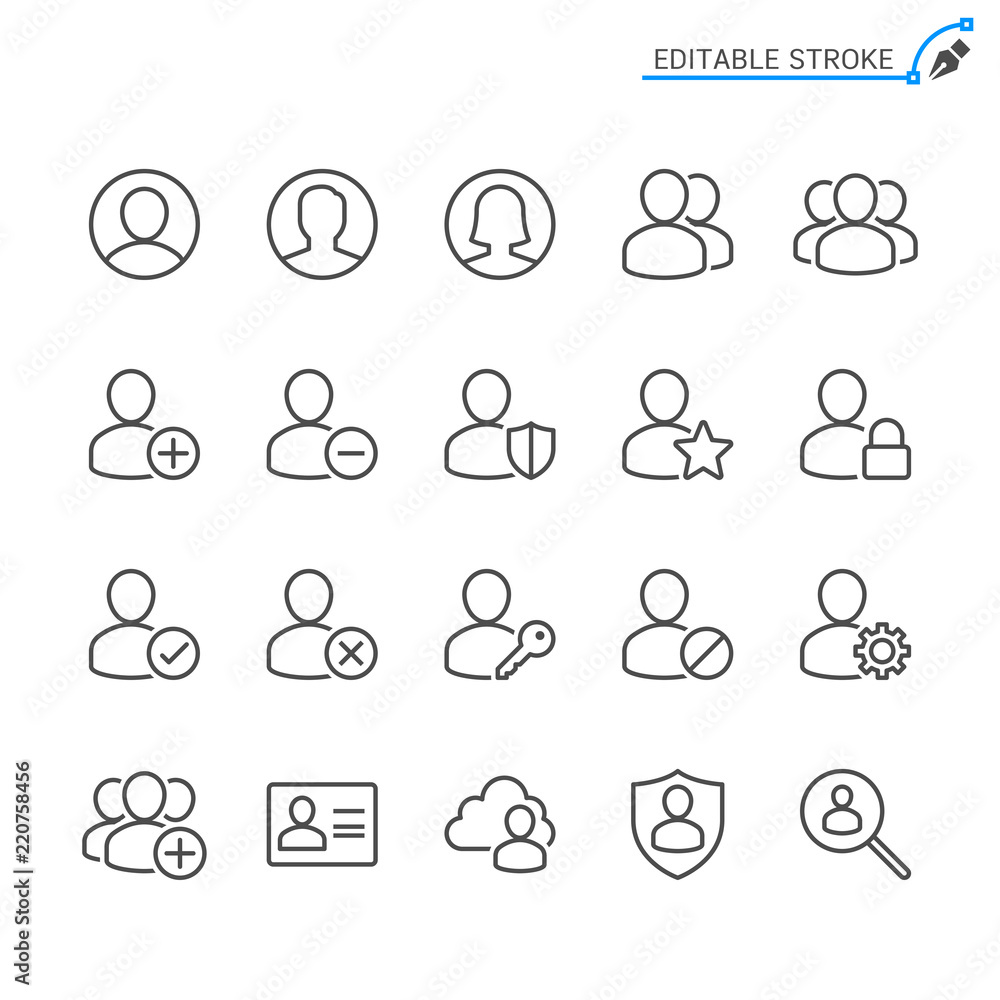 Users line icons. Editable stroke. Pixel perfect. Stock Vector | Adobe ...
