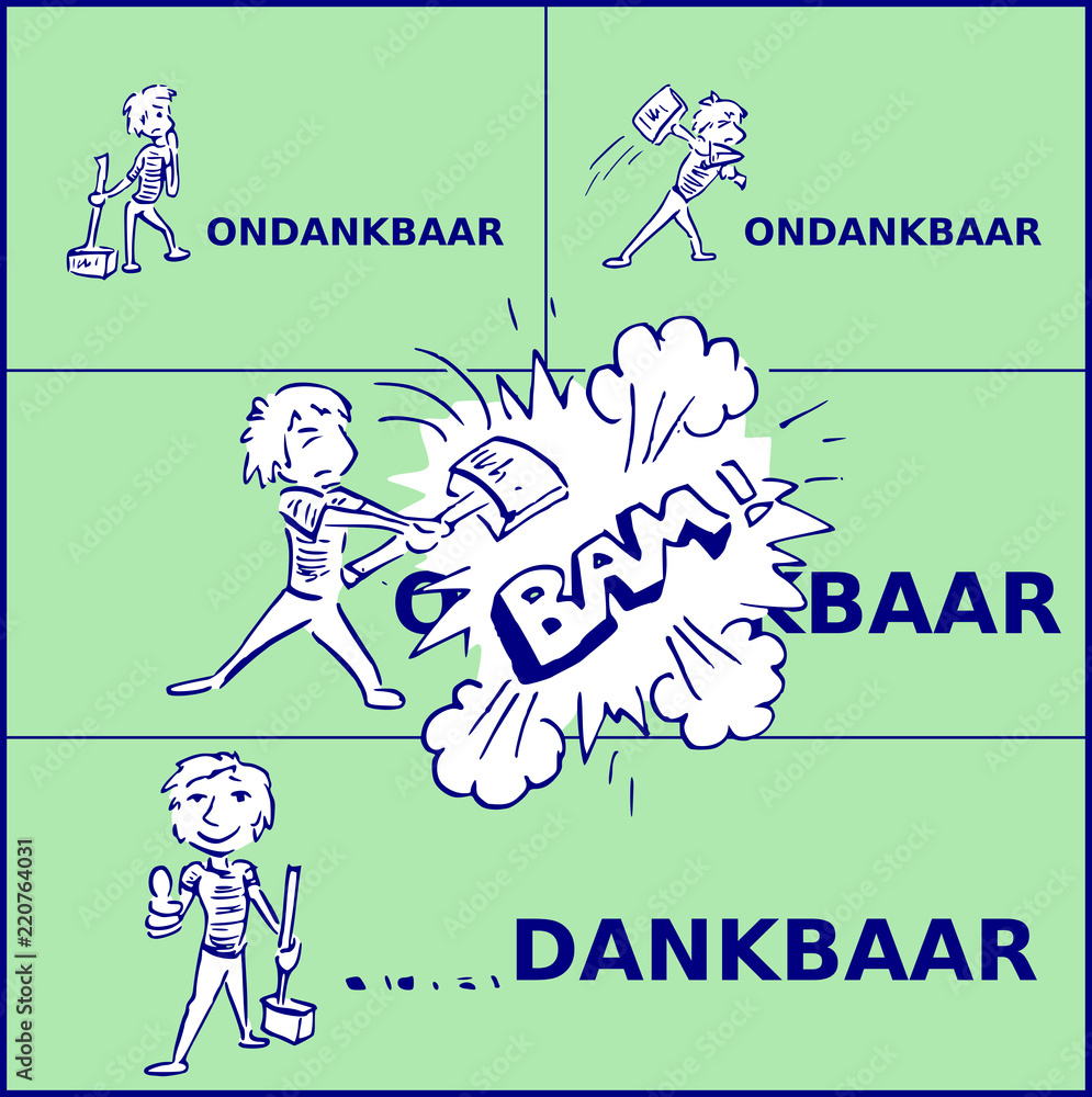 Cartoon tekening van omdenken - ondankbaar wordt dankbaar Stock イラスト ...