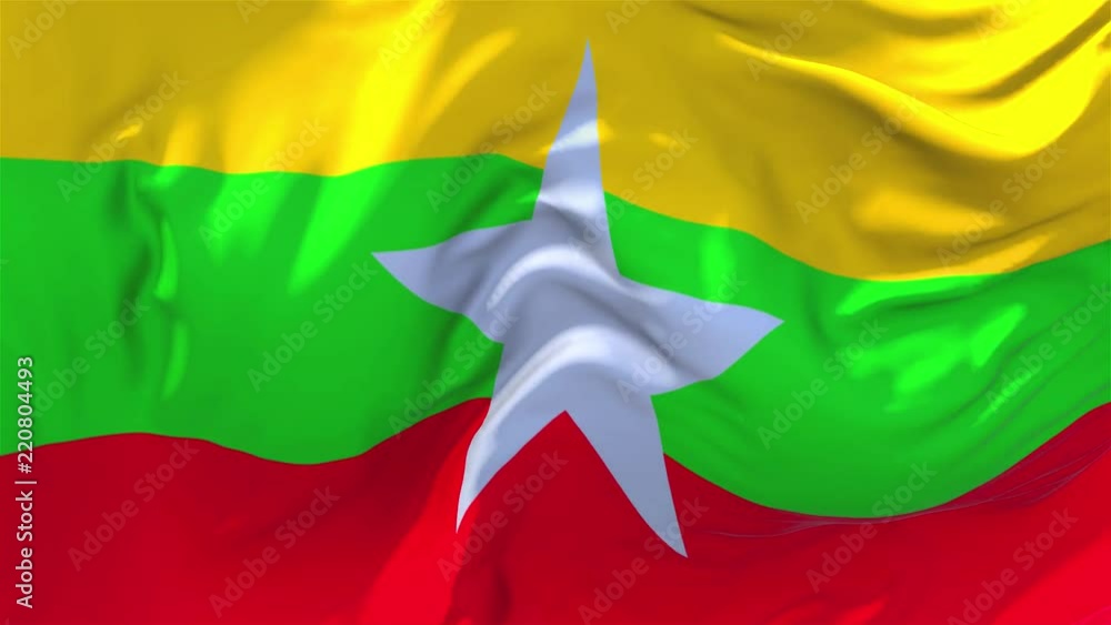 275. Myanmar Flag Waving in Wind Slow Motion Animation . 4K Realistic ...