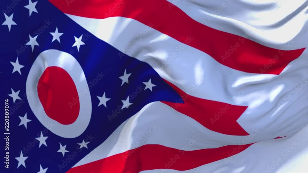 277. Ohio Flag Waving in Wind Slow Motion Animation . 4K Realistic ...