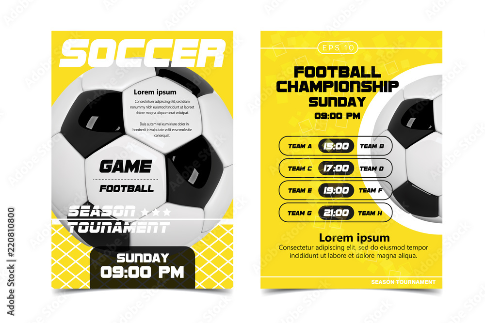 Soccer Poster design Vector. Football Ball concept. Design For Sport ...