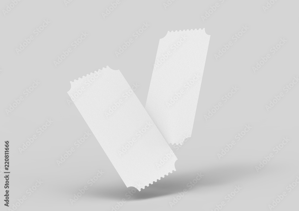 Blank old ticket for mock up design or design presentation. 3d render ...
