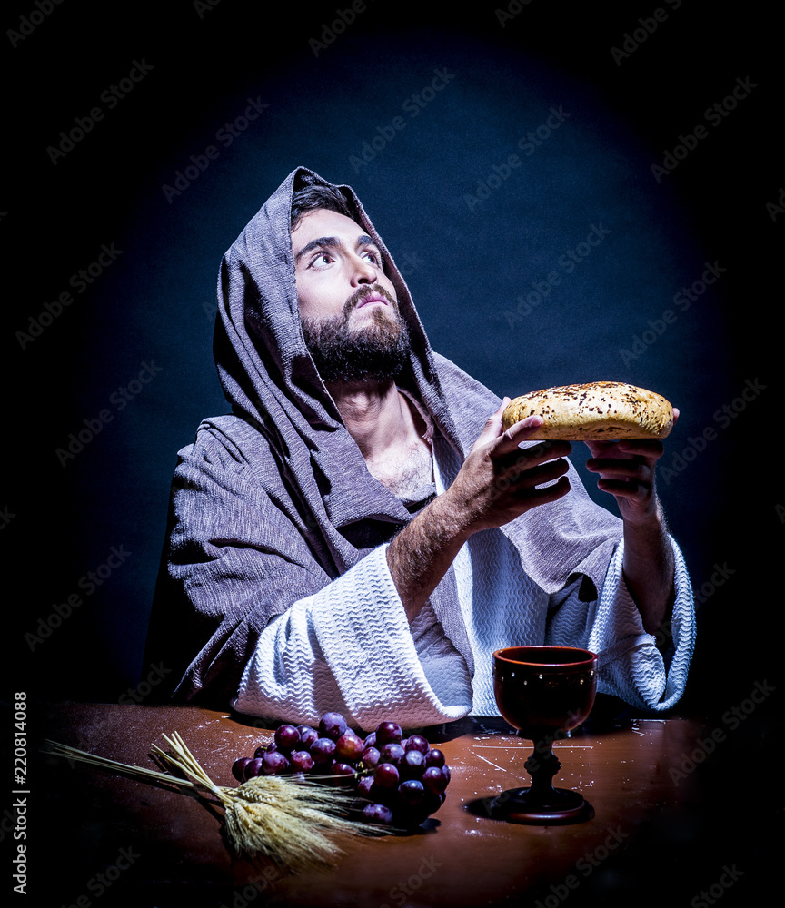 jesus blessing the bread Stock Photo | Adobe Stock