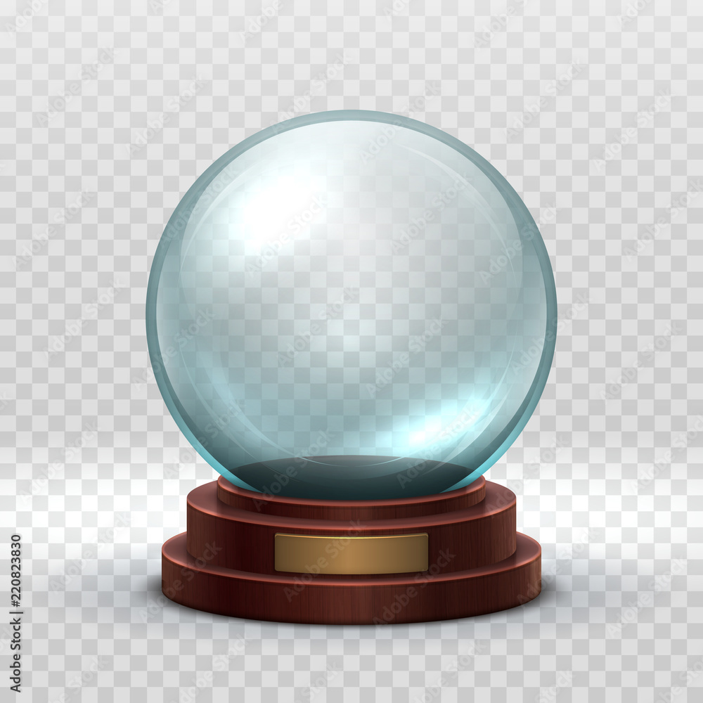 Christmas snowglobe. Crystal glass empty ball. Magic xmas holiday snow ...