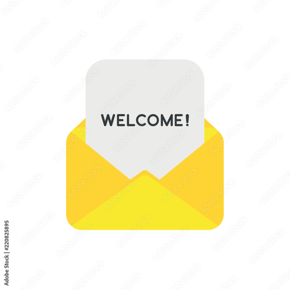 Vector icon concept of welcome paper inside mail envelope Stock Vector ...