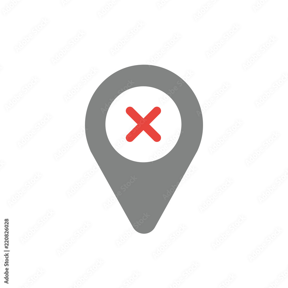 Vector icon concept of x mark inside map pointer Stock Vector | Adobe Stock