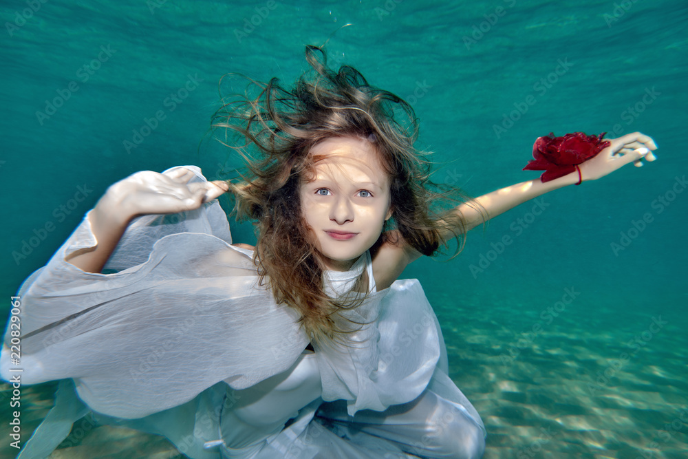 Woman Underwater Hair