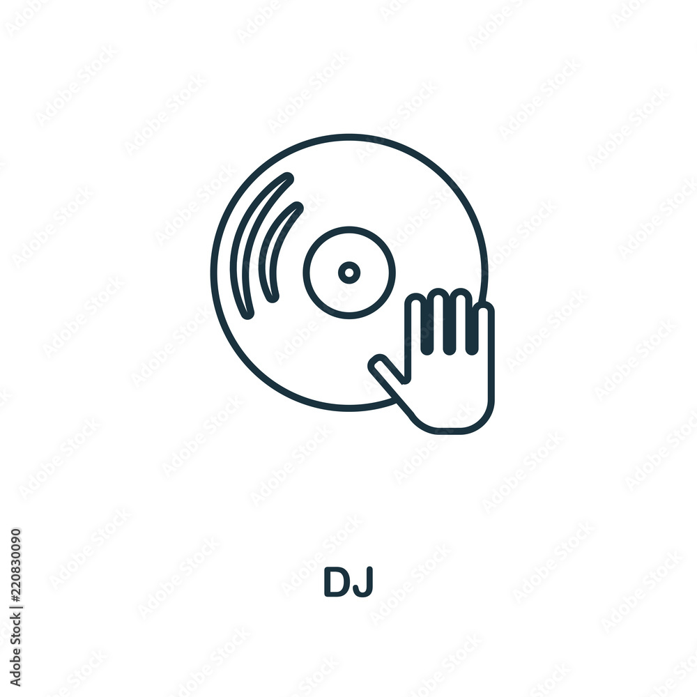 Dj outline icon. Simple element illustration. Dj icon symbol design ...