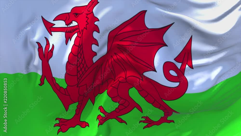298. Wales Flag Waving in Wind Slow Motion Animation . 4K Realistic ...