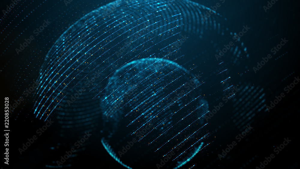 3d render rotated map made of dots. Worldwide map concept. Technology ...