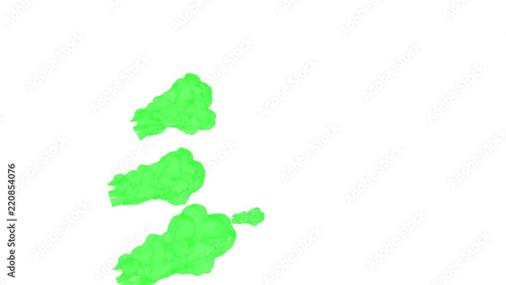 Abstract Green ink drop in water on a white background for effects with ...
