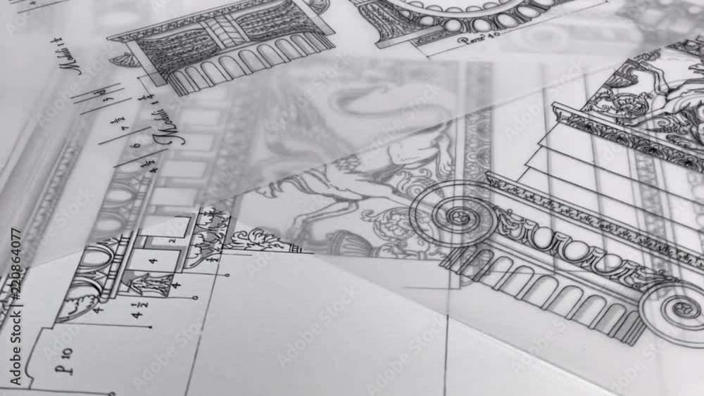 blueprints - drawings of antique architecture - drawings of antique ...