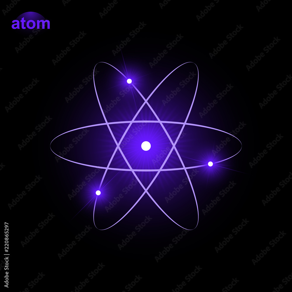 Atom structure with light effect vector illustration. Stock Vector ...