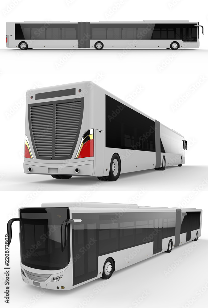 Set large city bus. Model template for placing your images and ...