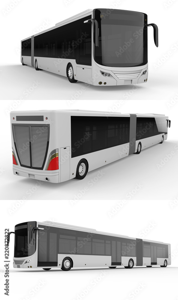 Set large city bus. Model template for placing your images and ...