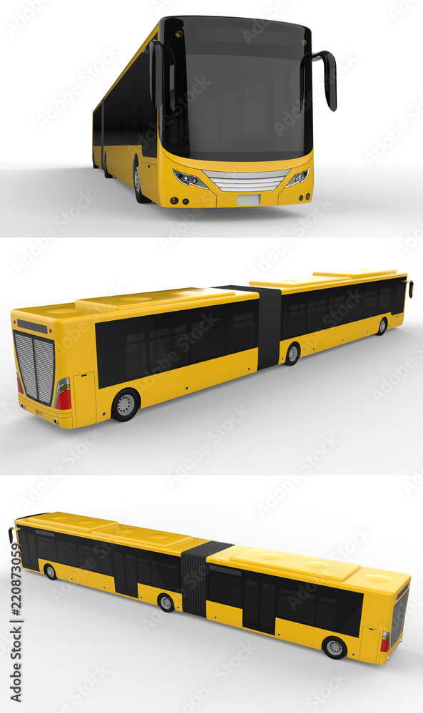 Set large city bus. Model template for placing your images and ...