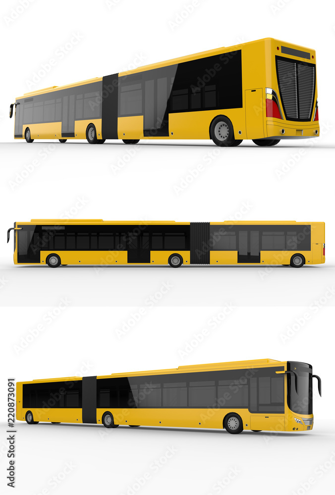 Set large city bus. Model template for placing your images and ...