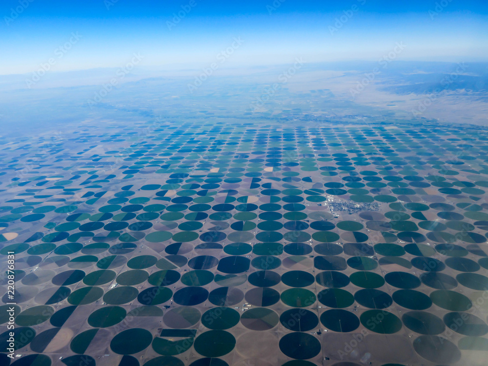 Circular crops from center pivot irrigation systems Stock Photo | Adobe ...