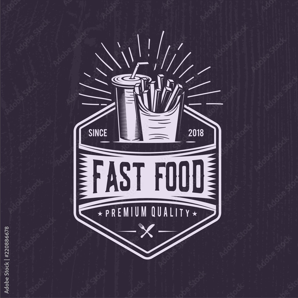 Retro Cheese joint. Vintage fast food illustration. Logo design. Black ...