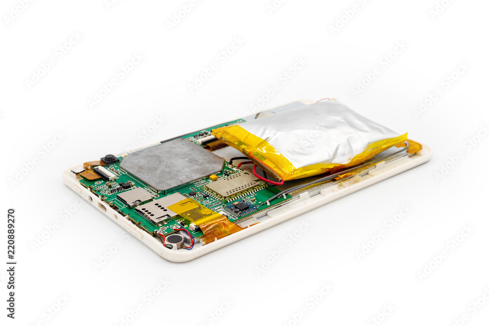 Swollen tablet battery because the battery is expired or deteriorate ...